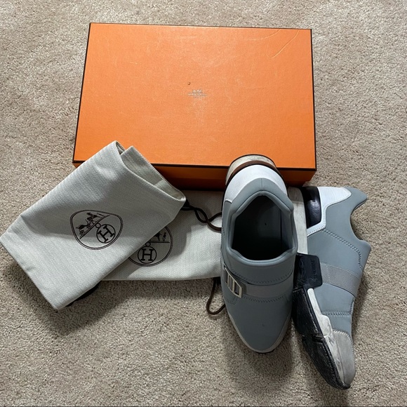 Hermes | Shoes | Hermes Gray Run Sneakers | Poshmark